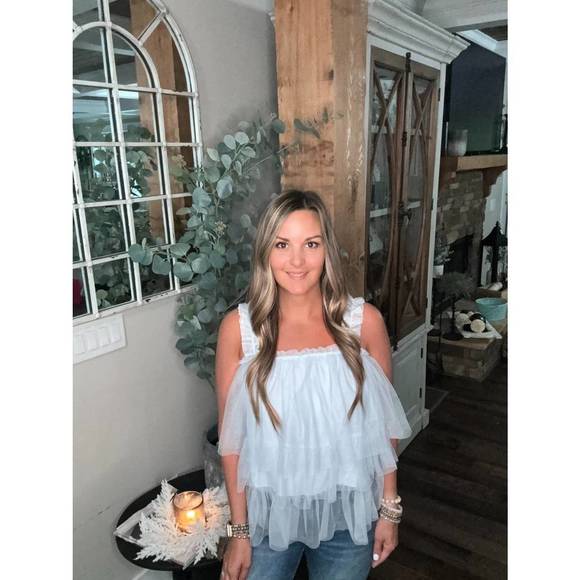 Strut & Bolt | Tops | New Strut Bolt Tulle Tank Top In Baby Blue | Poshmark